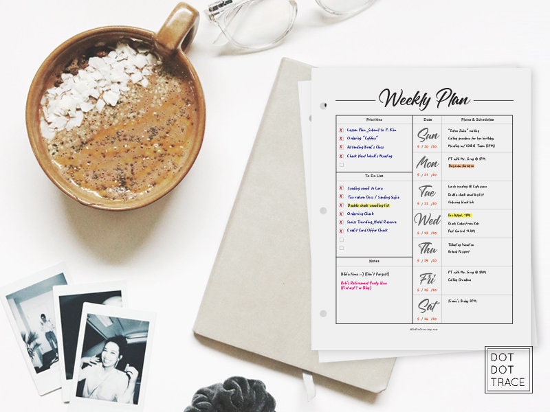 A5_sunday Start Printable Weekly Planner Daily Planner 7 Day - Etsy