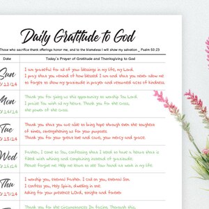Printable Daily Gratitude to God Prayer of Gratitude and Thanksgiving ...