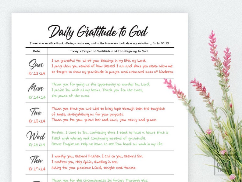 Printable Daily Gratitude to God Journal Template (letter/a4) (digital ...