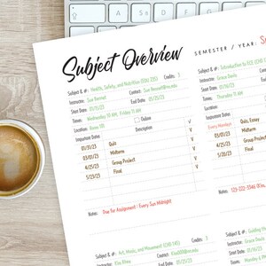 Printable Subject Overview Template: College Course Planner (JPG ...