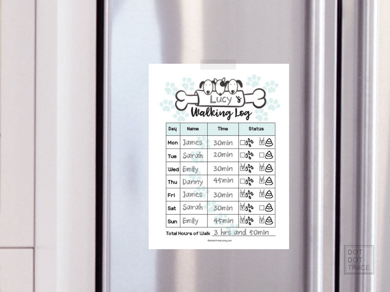 Printable Dog Walking Log Printable Family Dog Waking Schedule | Etsy