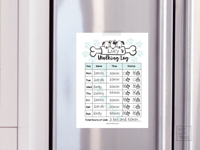 Printable Dog Walking Log: Family Schedule & Tracker (digital Download ...
