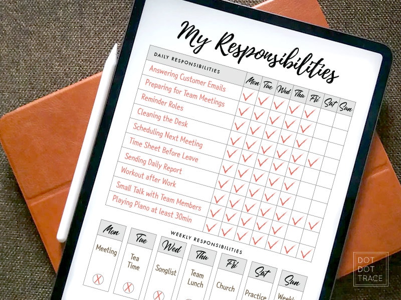 Printable Responsibility Chart My Responsibilities Daily to Do - Etsy