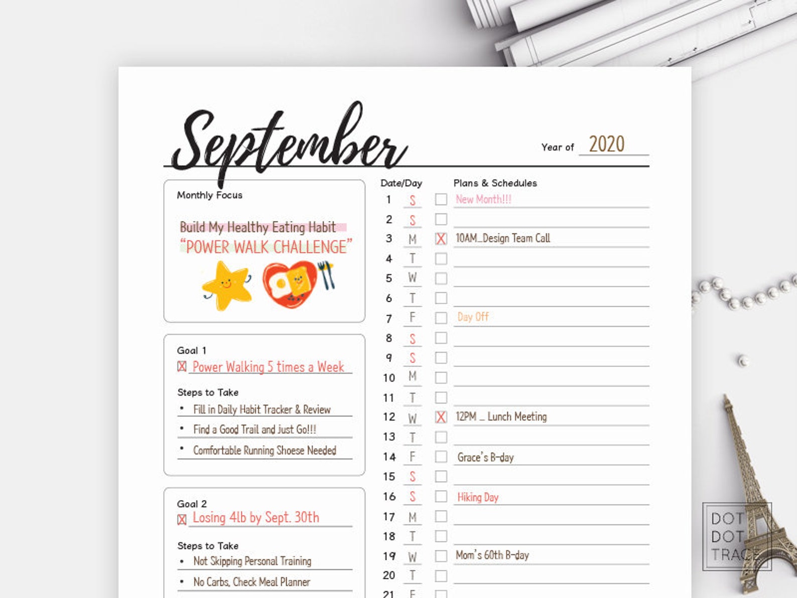 Printable Monthly Planner Daily Planner Day Planner Work - Etsy