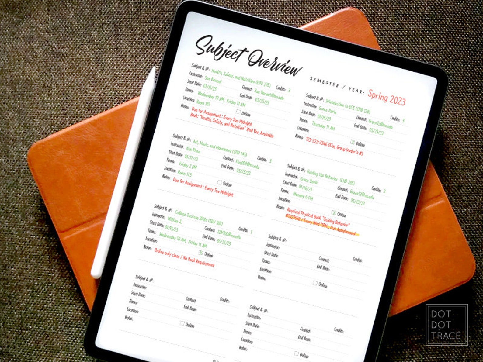 Printable Subject Overview Template: College Course Planner (digital ...