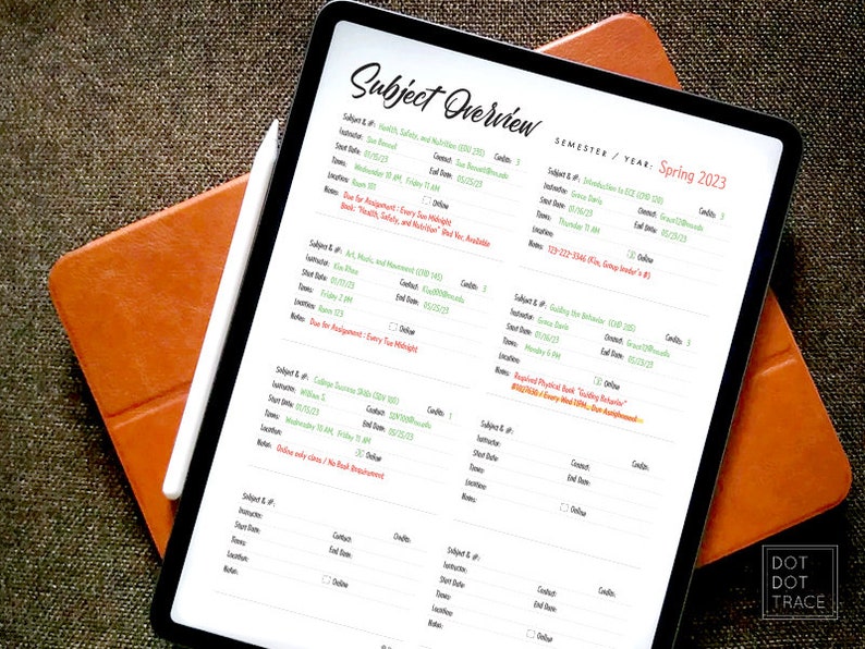 Printable Subject Overview Simple Ver. College Course Overview Semester ...