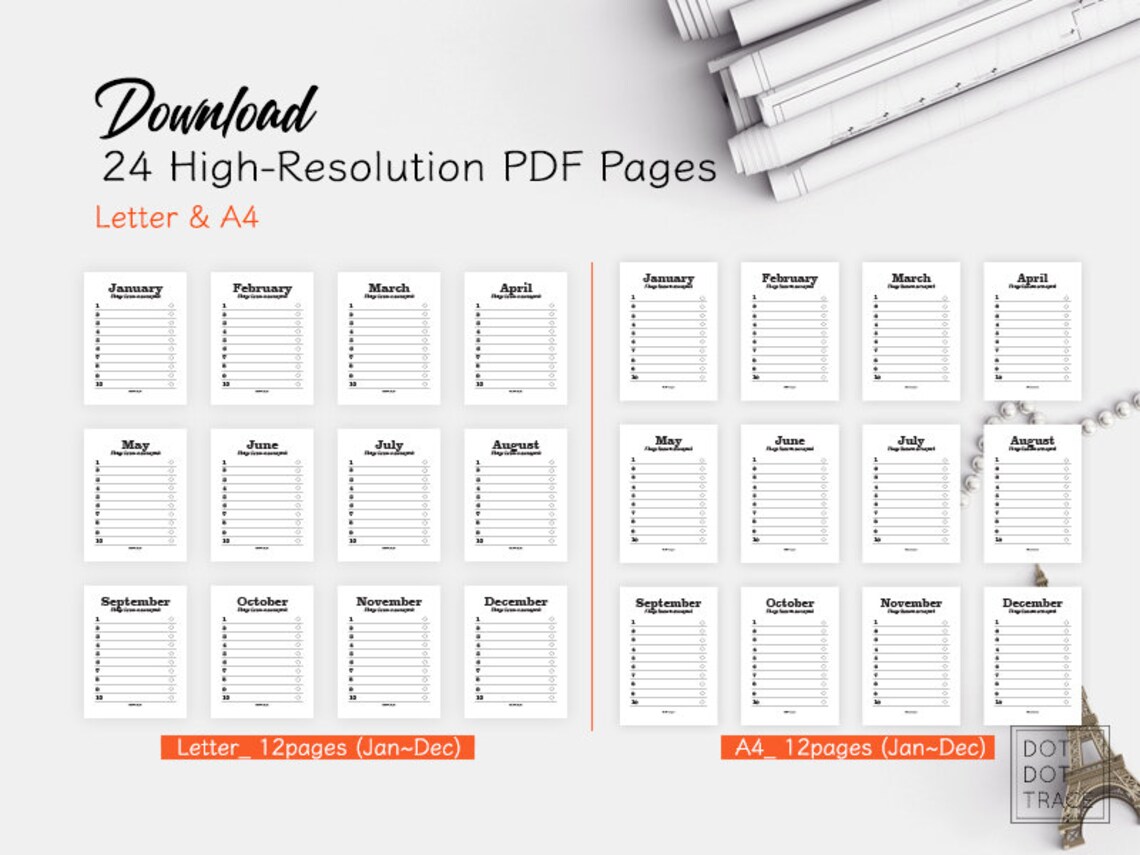 Printable Monthly Things to Accomplish Chart Goodnotes 2021 - Etsy