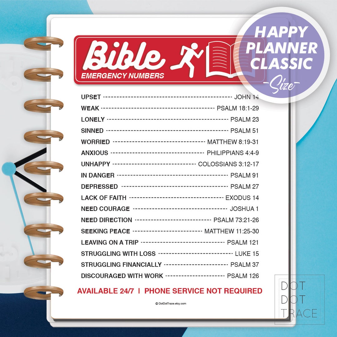 Printable Bible Emergency Numbers Chart [the Classic Happy Planner ...