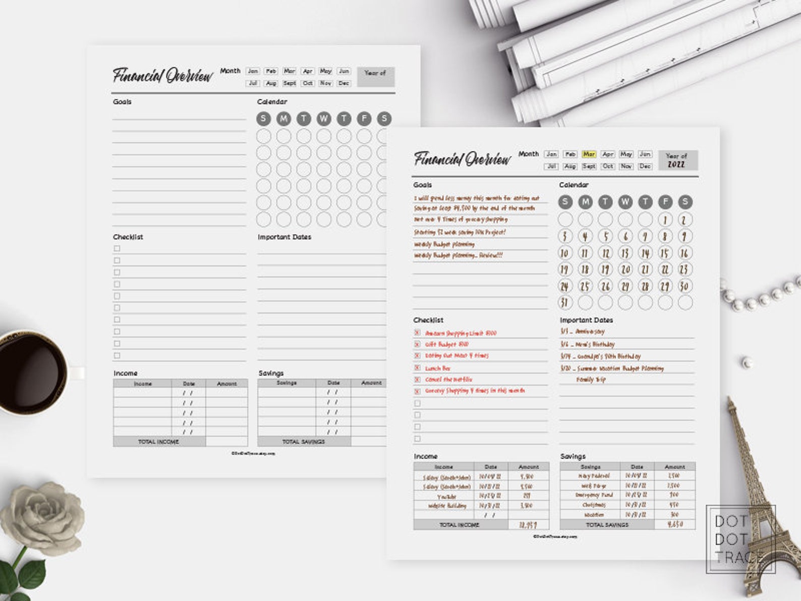 Printable Monthly Financial Overview Monthly Budget Planner - Etsy