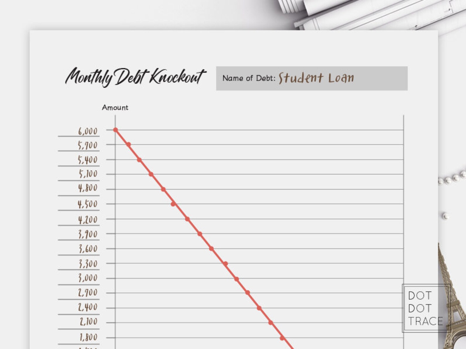 Printable Monthly Debt Knockout Chart 12 Month Debt Payoff Challenge ...