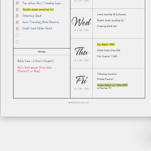Printable 5 Work Day Planner 5 Day Planner Weekly Planner Daily Planner ...