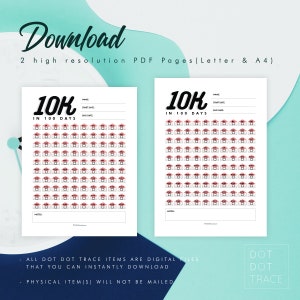 Printable 10K in 100 Days Saving Challenge Template 10,000 Dollars ...