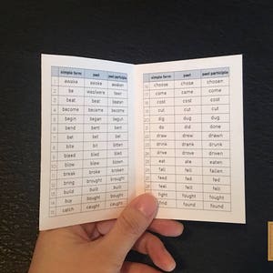 101 Irregular Verbs Mini-book: English Learning (PDF Printable) - Etsy