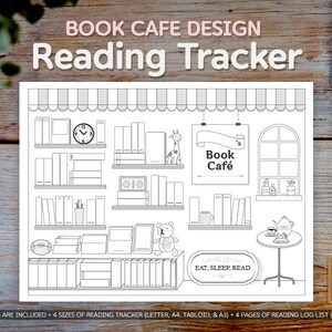 Book Cafe Designed Reading Tracker Reading Bookshelf 60 Books to Read ...