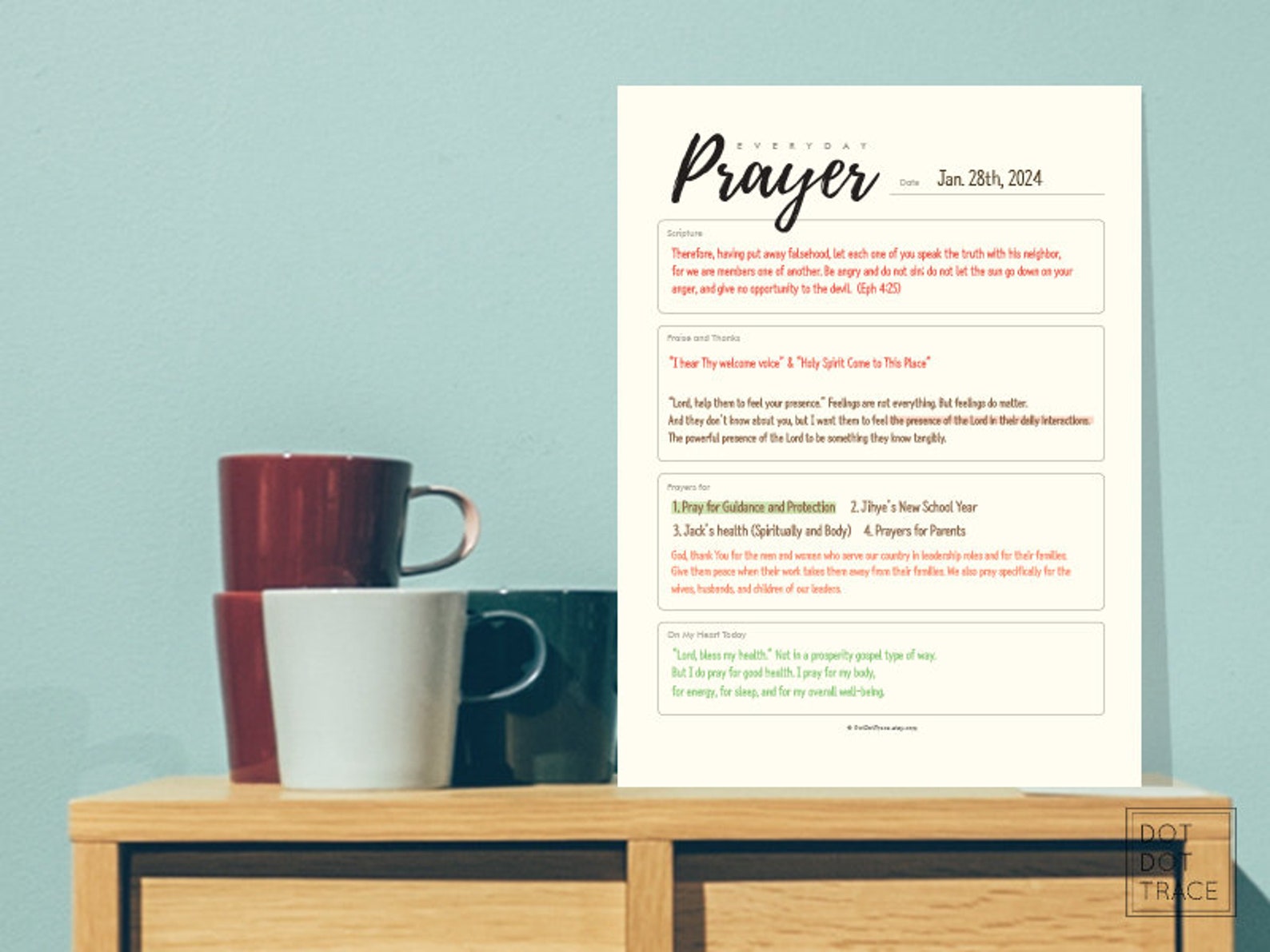 Printable Everyday Prayer List Template Daily Worship & Prayer Log ...