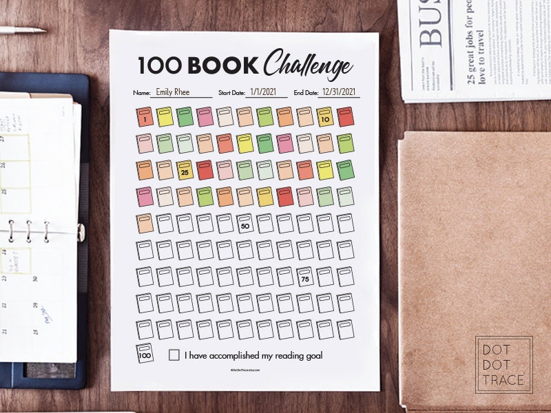 100 Book Challenge Reading Tracker Reading Challenge for Kids - Etsy Canada