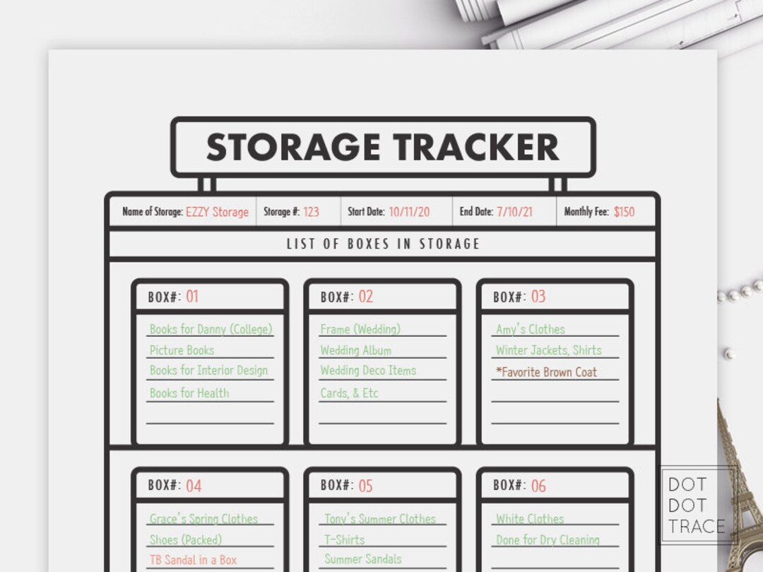 Printable Storage Box Tracker: Moving Inventory List (digital Download ...