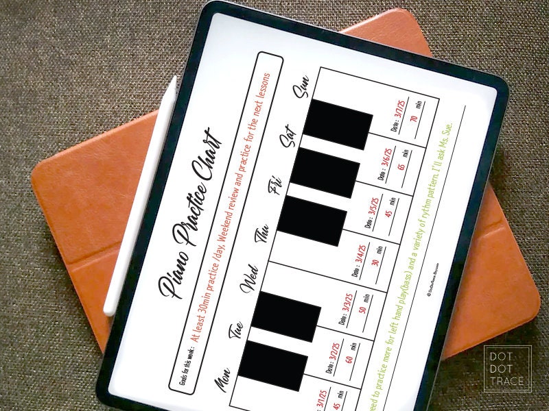Printable Weekly Piano Practice Chart Piano Practice Log Piano - Etsy
