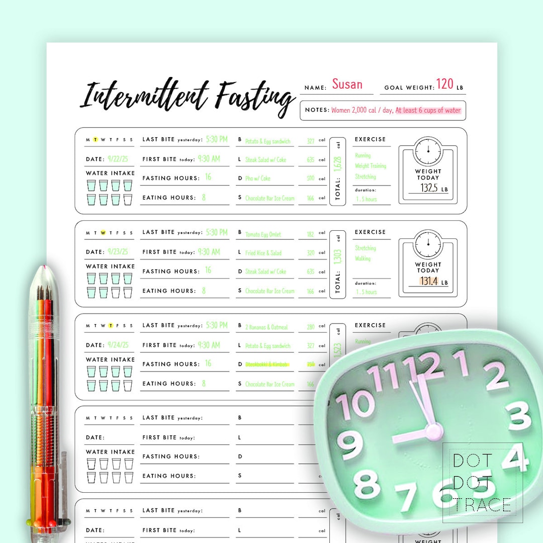 Printable Intermittent Fasting Tracker: Letter & A4 (PDF) - Etsy