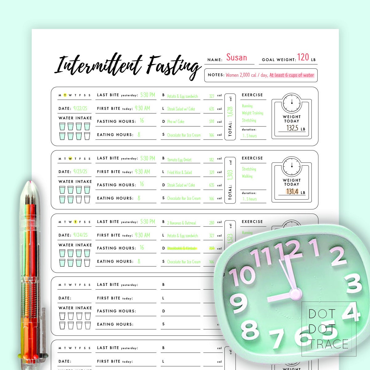 Printable Intermittent Fasting Tracker: Letter & A4 (PDF) - Etsy