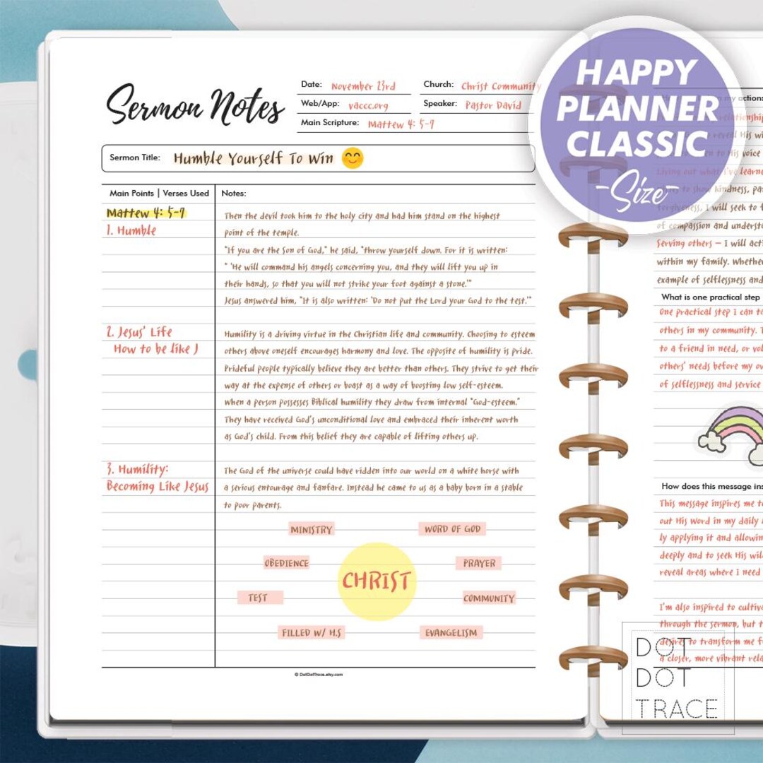 Printable 2-page Sermon Notes Printable With Reflection & Application ...
