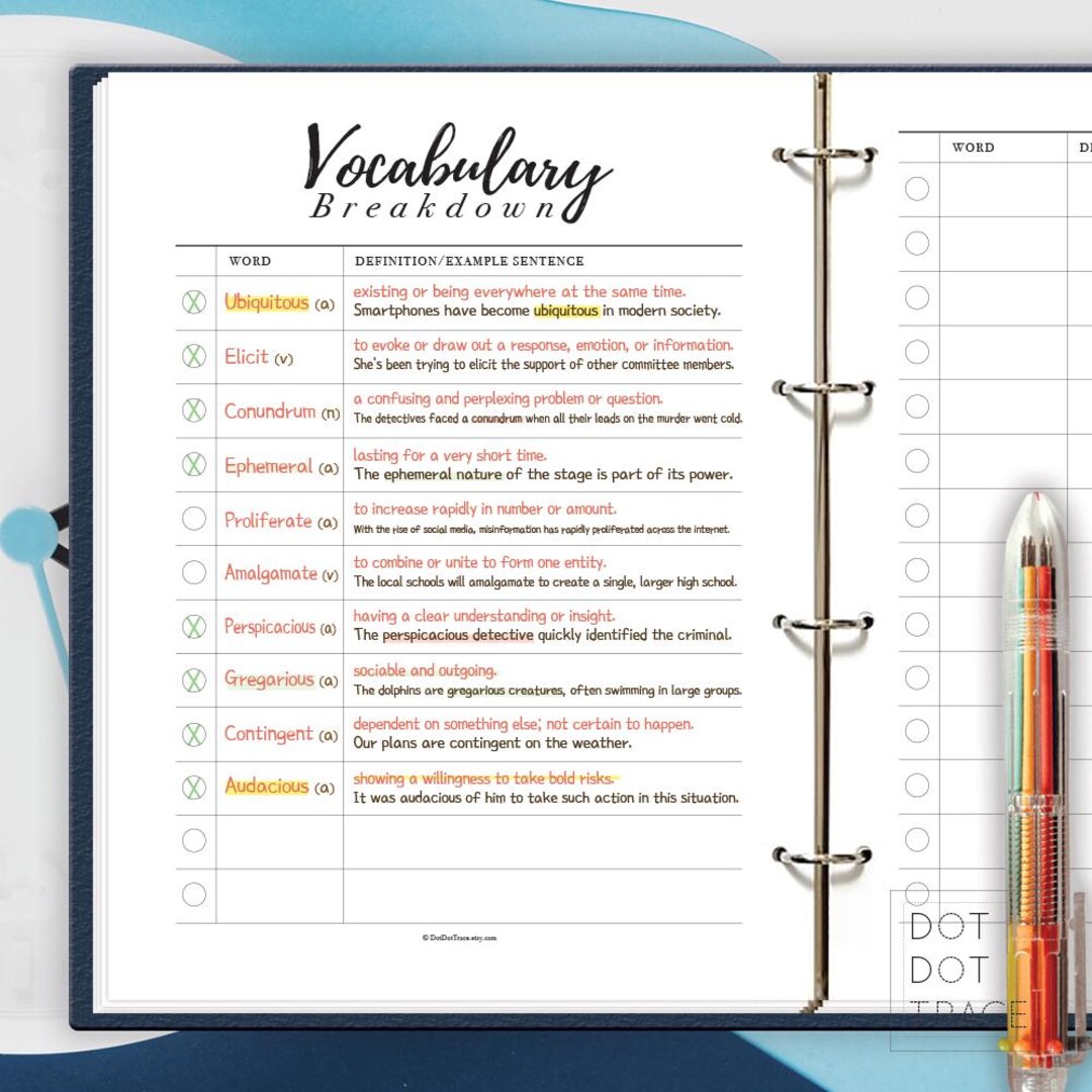 Printable Vocabulary Breakdown 2 Pages Vocabulary List Printable ...