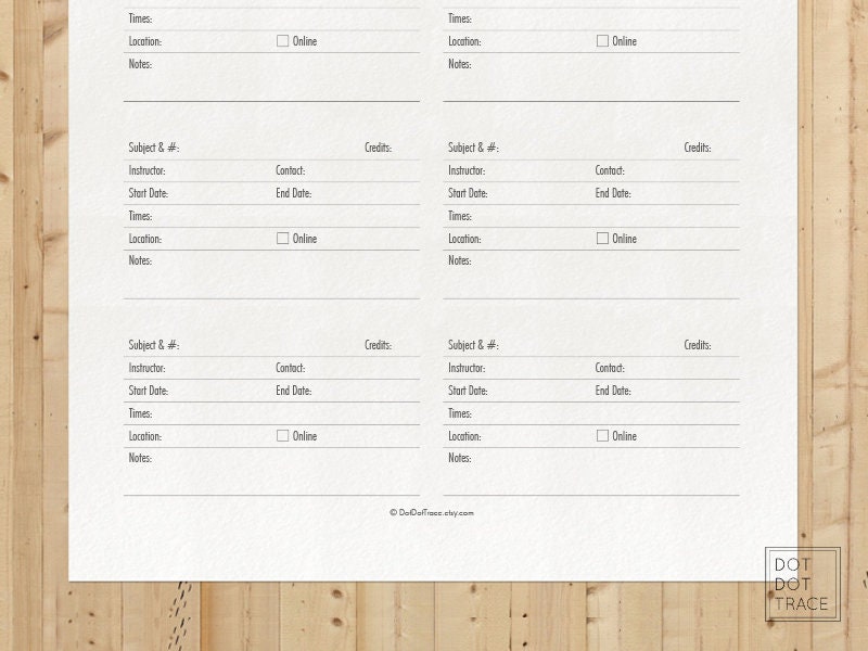 Printable Subject Overview Template: College Course Planner (digital ...