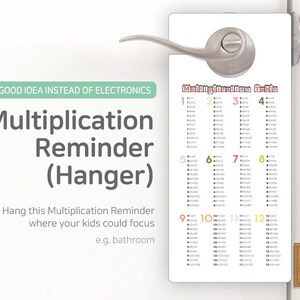 Multiplication Reminder Hanger Printable Multiplication Table for Kids ...
