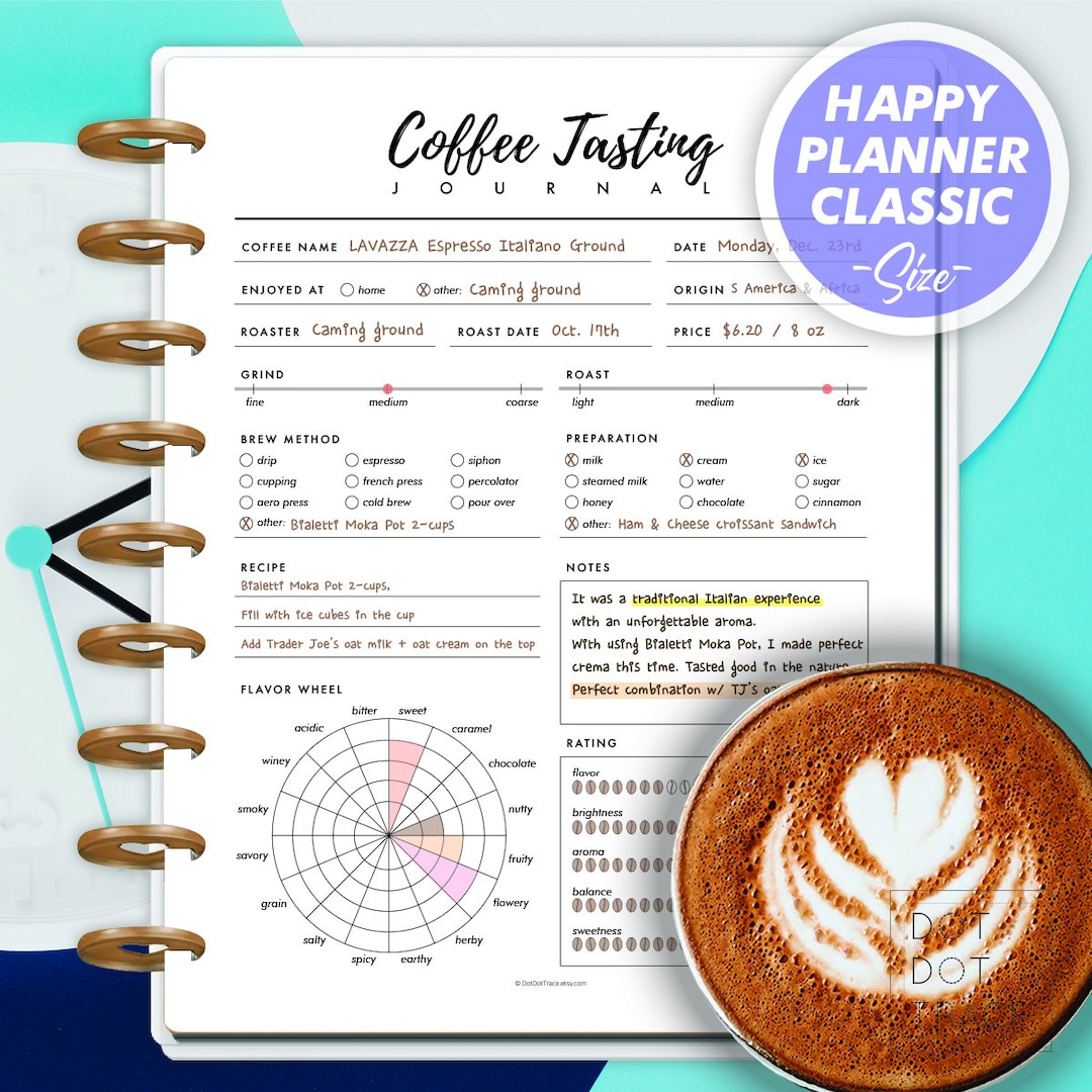Printable Coffee Tasting Journal [the Classic Happy Planner-sized ...