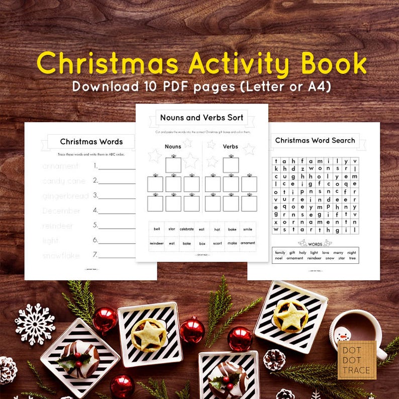Printable Christmas Activity Book: Homeschool Worksheets (PDF Download ...