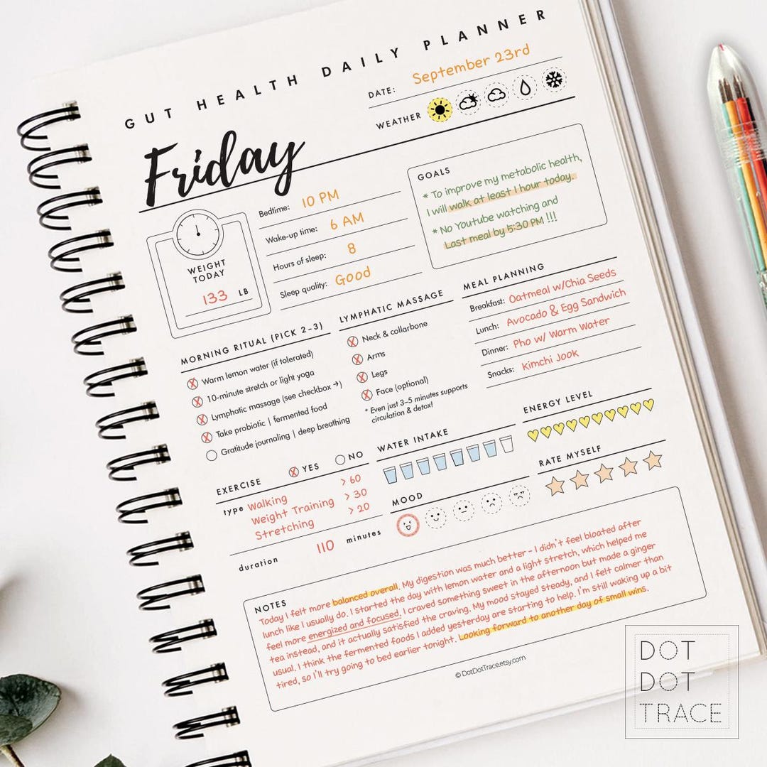 7-day Gut Health Planner: Printable Wellness Journal (PDF Download ...