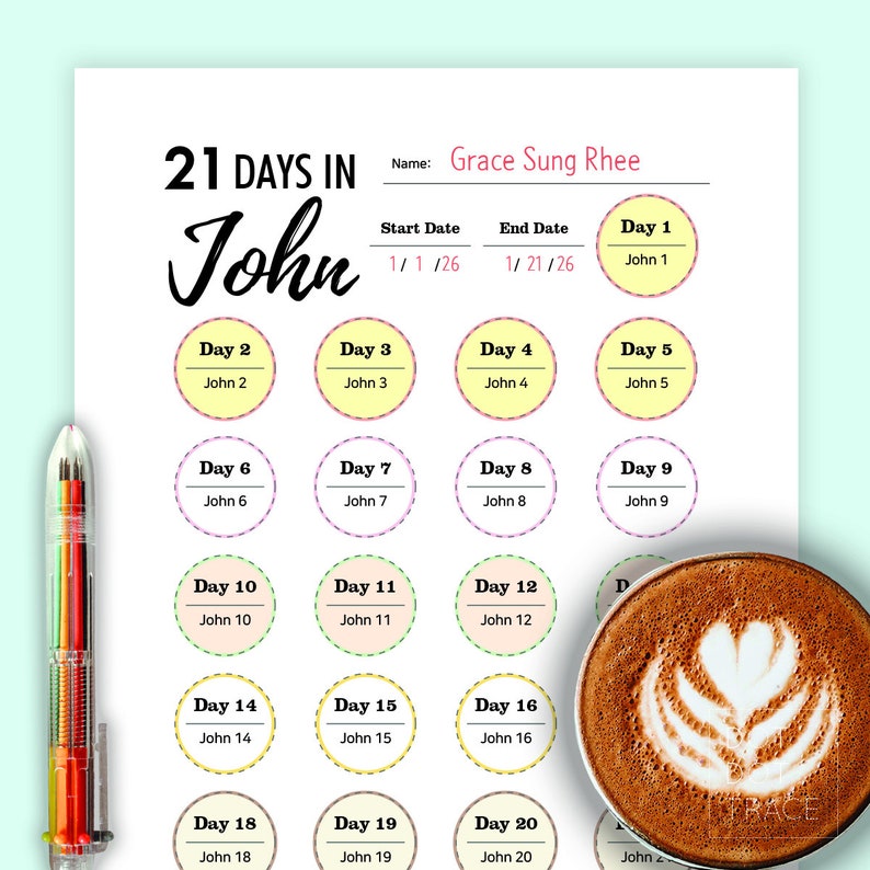 21 Days in John Bible Reading Tracker for Kids (PDF Download) - Etsy