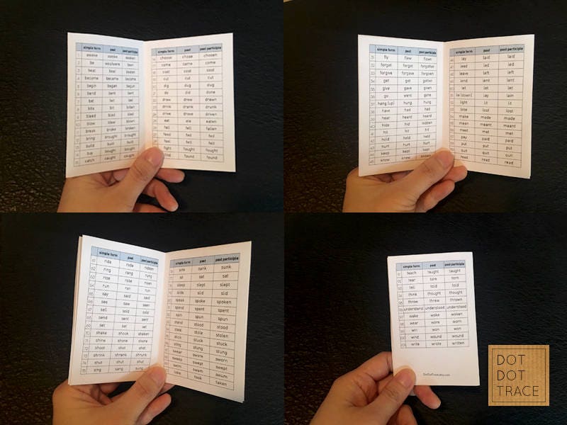 101 Irregular Verbs Mini-book: English Learning (PDF Printable) - Etsy