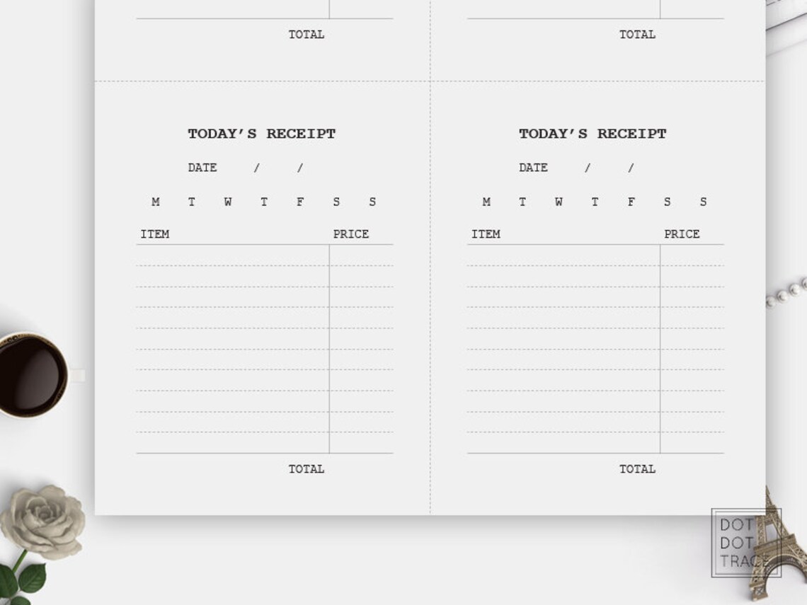 Printable Todays Receipt 4 Pages of Todays Receipt on Letter - Etsy