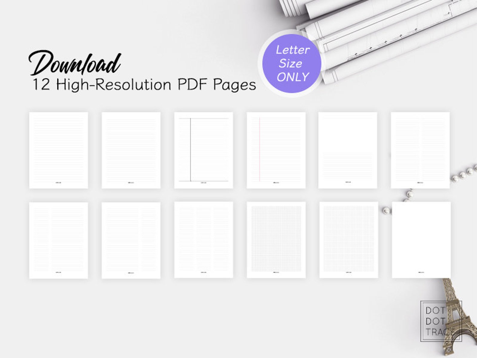 Printable Planner Essential Insert Packet Ruled Paper Dotted | Etsy