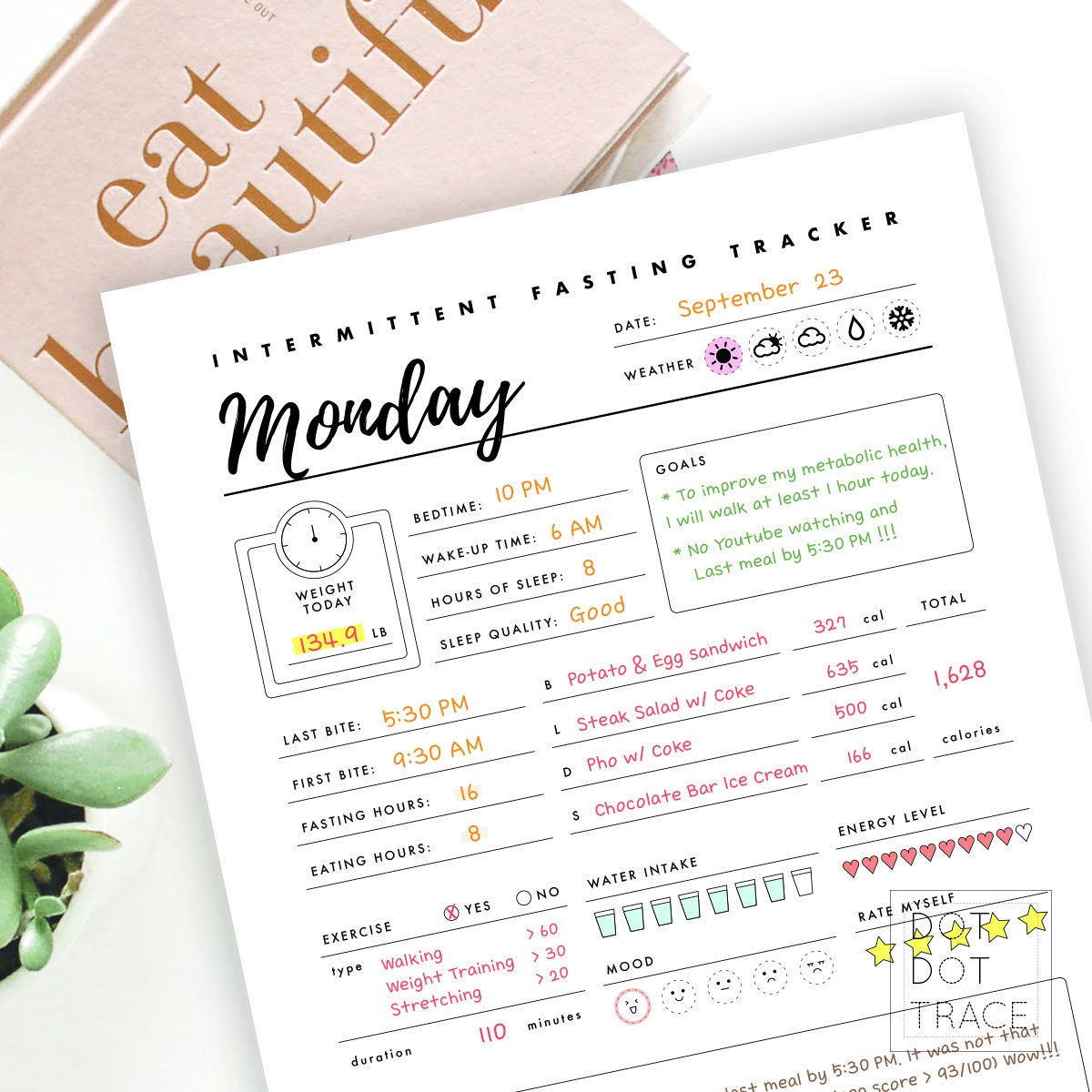 Printable 7 Day Intermittent Fasting Tracker Intermittent Fasting Log ...