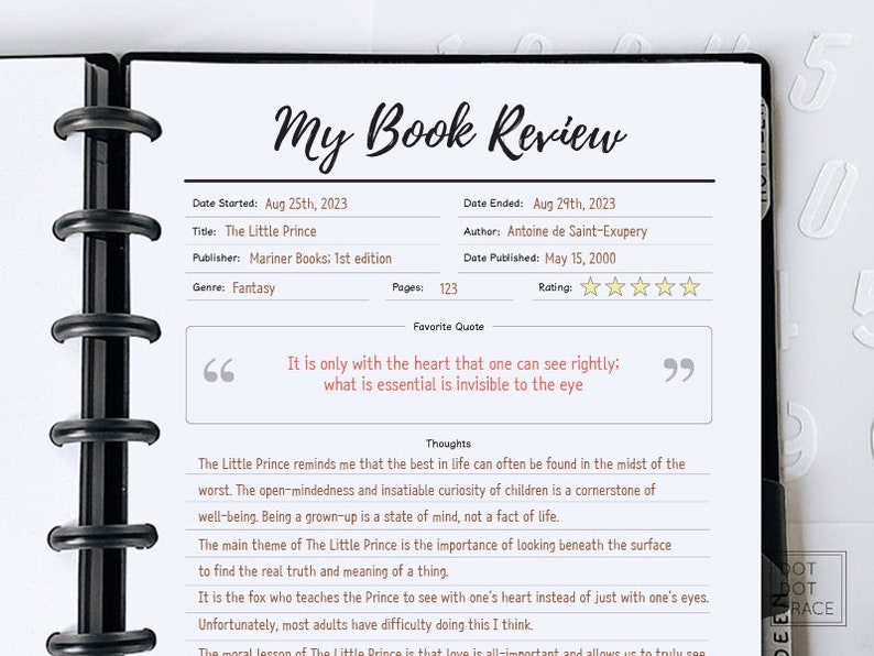 Printable Book Review Log Template (JPG Download) - Etsy