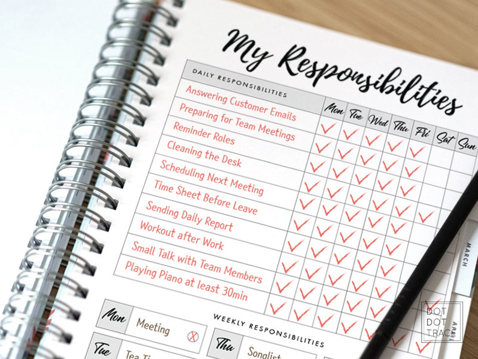 Printable Responsibility Chart My Responsibilities Daily - Etsy
