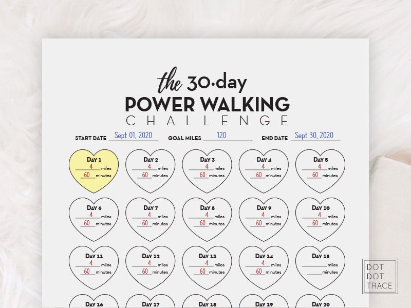 Printable 30 Day Power Walking Challenge A5 Half Letter - Etsy Canada