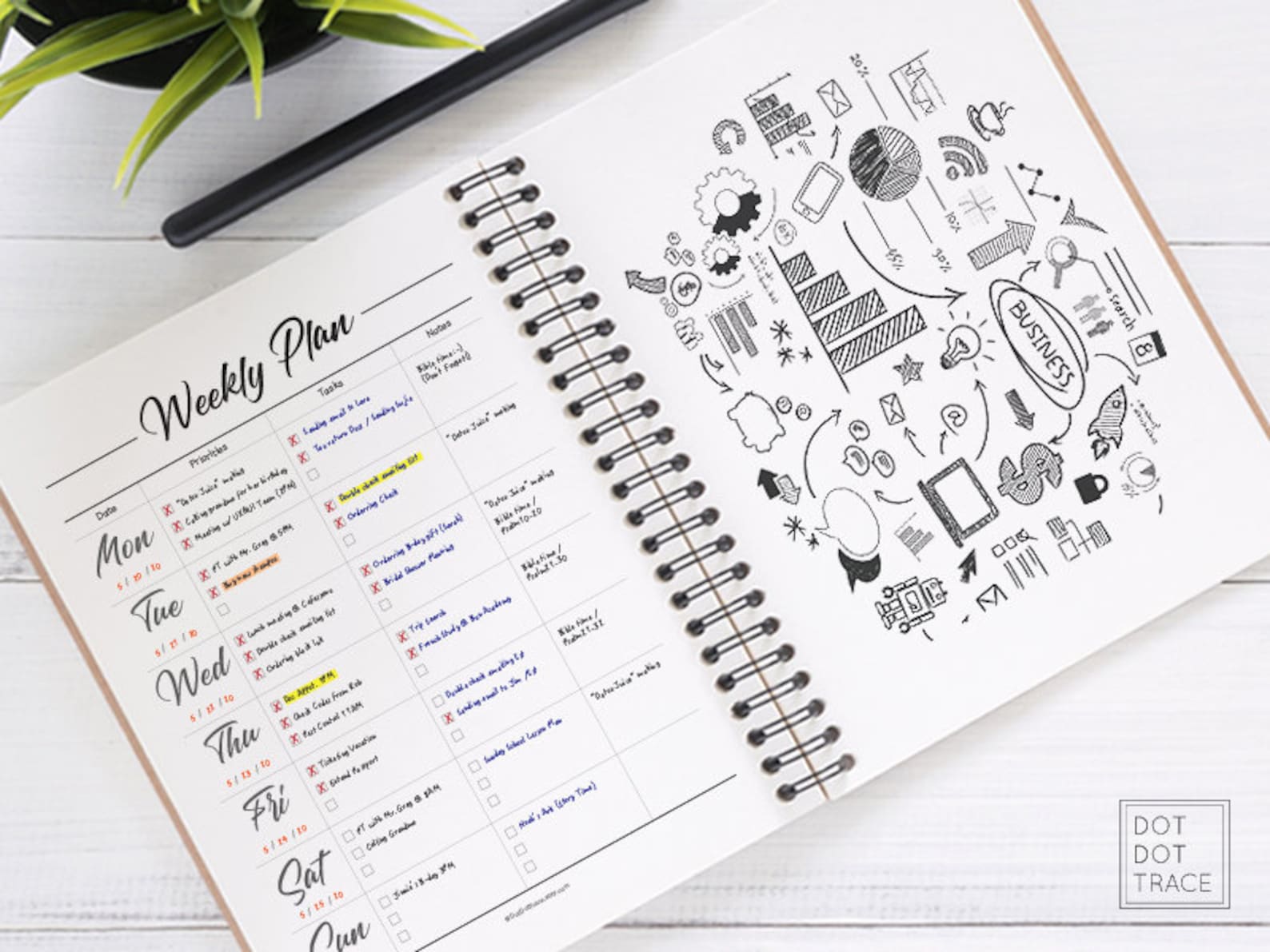 Printable Weekly Planner Monday Start Daily Planner 7 Day | Etsy