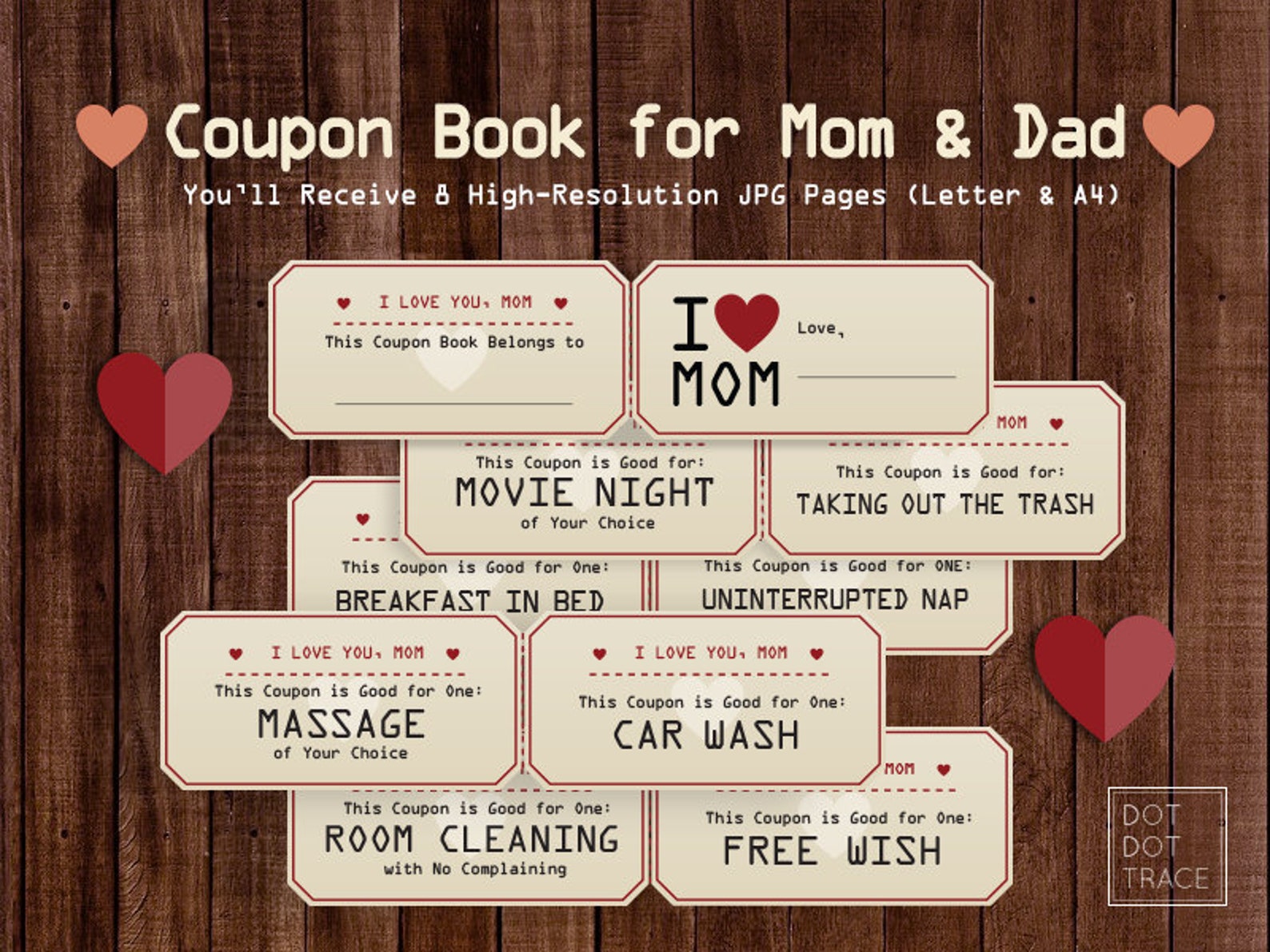 Printable Coupon Book For Mom Dad Coupon Book For Parents Coupon Book