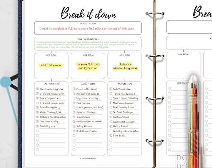 Goal Breakdown Worksheet | Yearly Goals | Quarterly Goals | Goal ...
