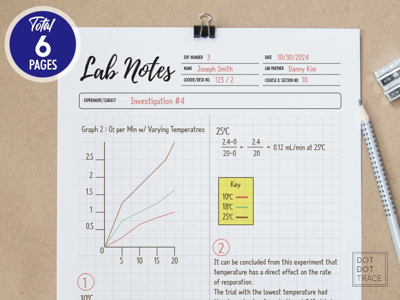 Printable Student Lab Notes Lab Notes Student Planner | Etsy