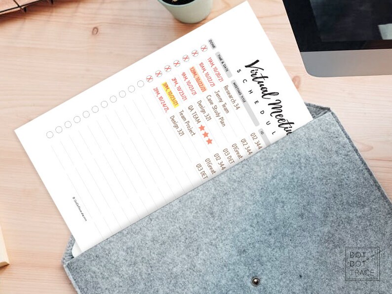 Printable Virtual Meeting Schedule Template (letter & A4 JPG Download ...