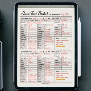 Printable House Tour Tracker: Moving Planner Checklist (JPG) - Etsy