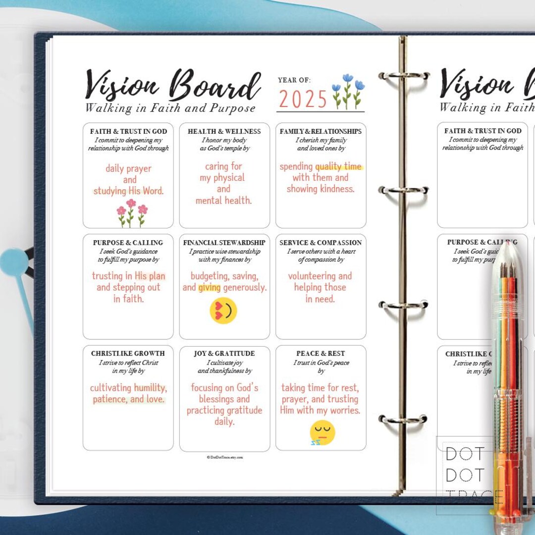 Christian Vision Board Printable: New Year Goal Planner (PDF) - Etsy