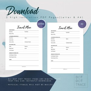 Printable Ultimate Travel Planner One-page Travel Organizer for Trip ...