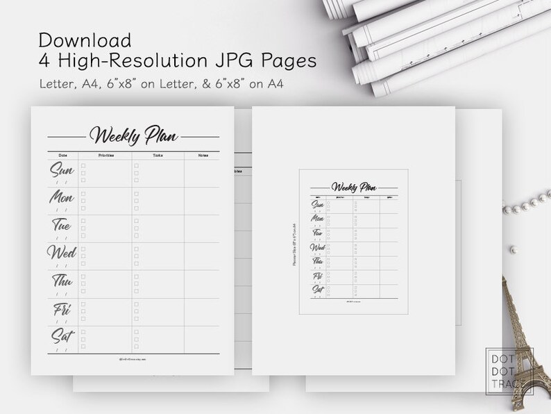 Printable Weekly Planner Sunday Start Daily Planner 7 Day | Etsy
