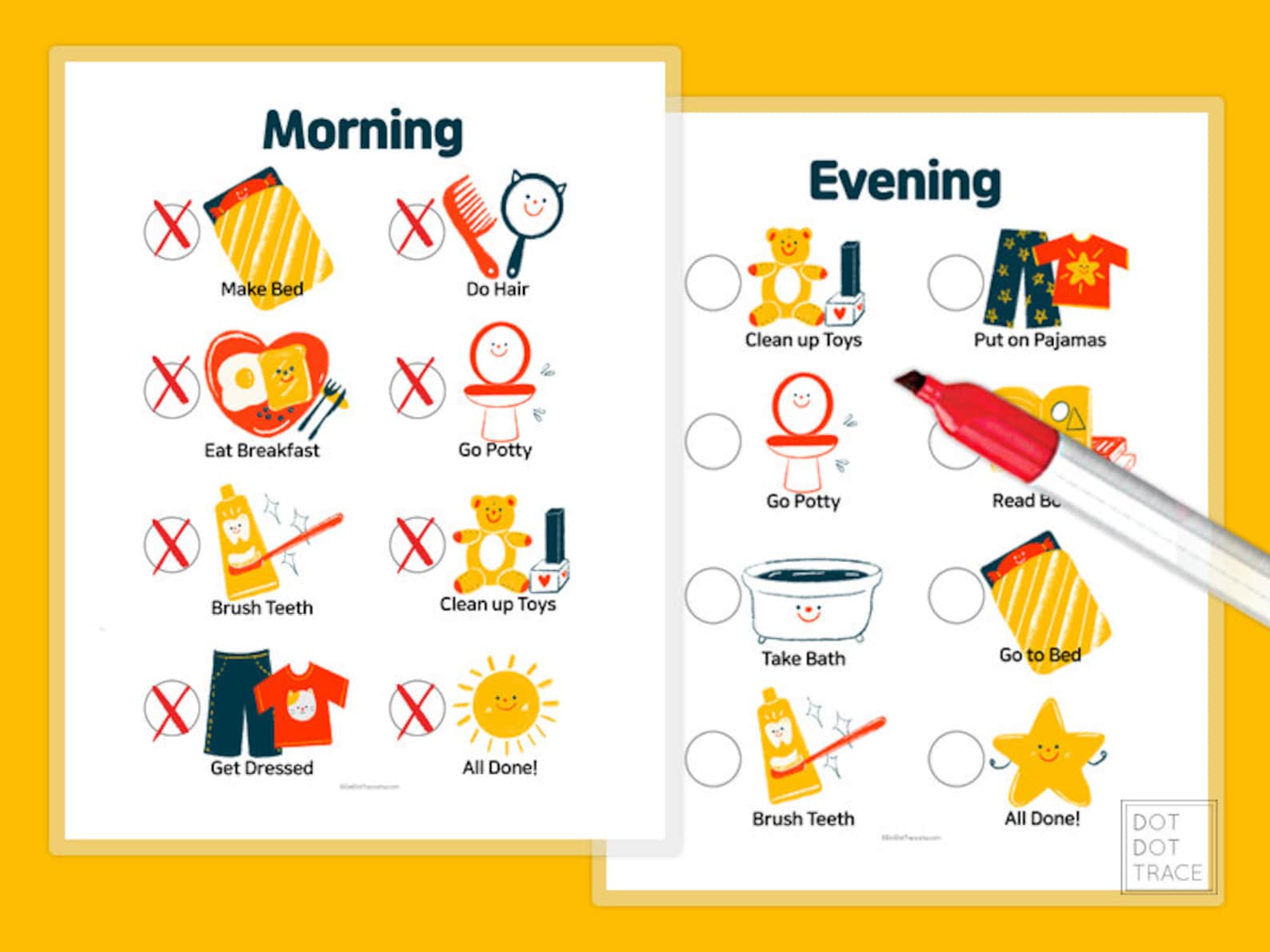 Printable Daily Routine Chart for Toddlers Set of 4 Kid's Routine ...