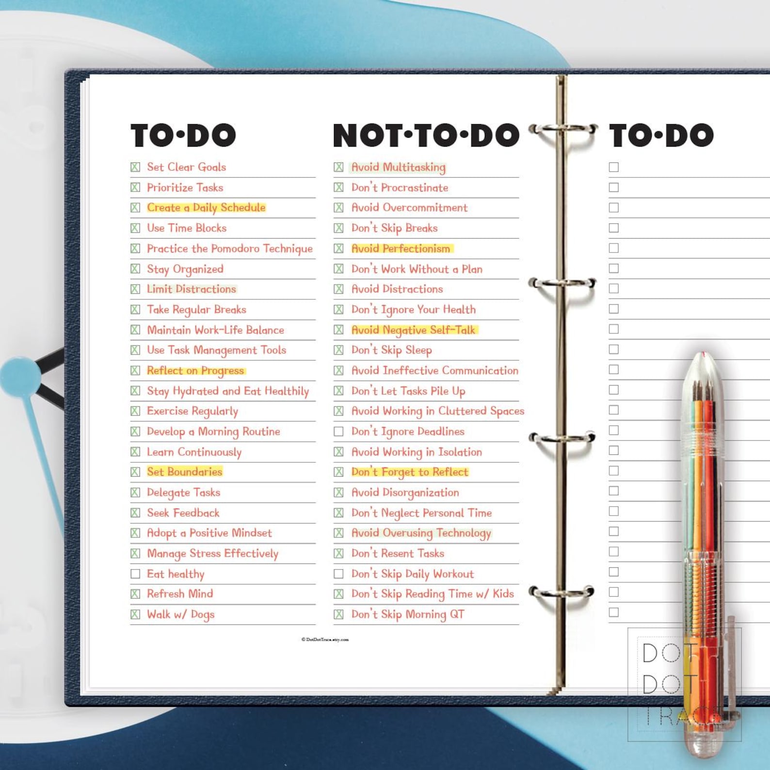 Printable To-do & Not-to-do List: Productive Planner (PDF) - Etsy